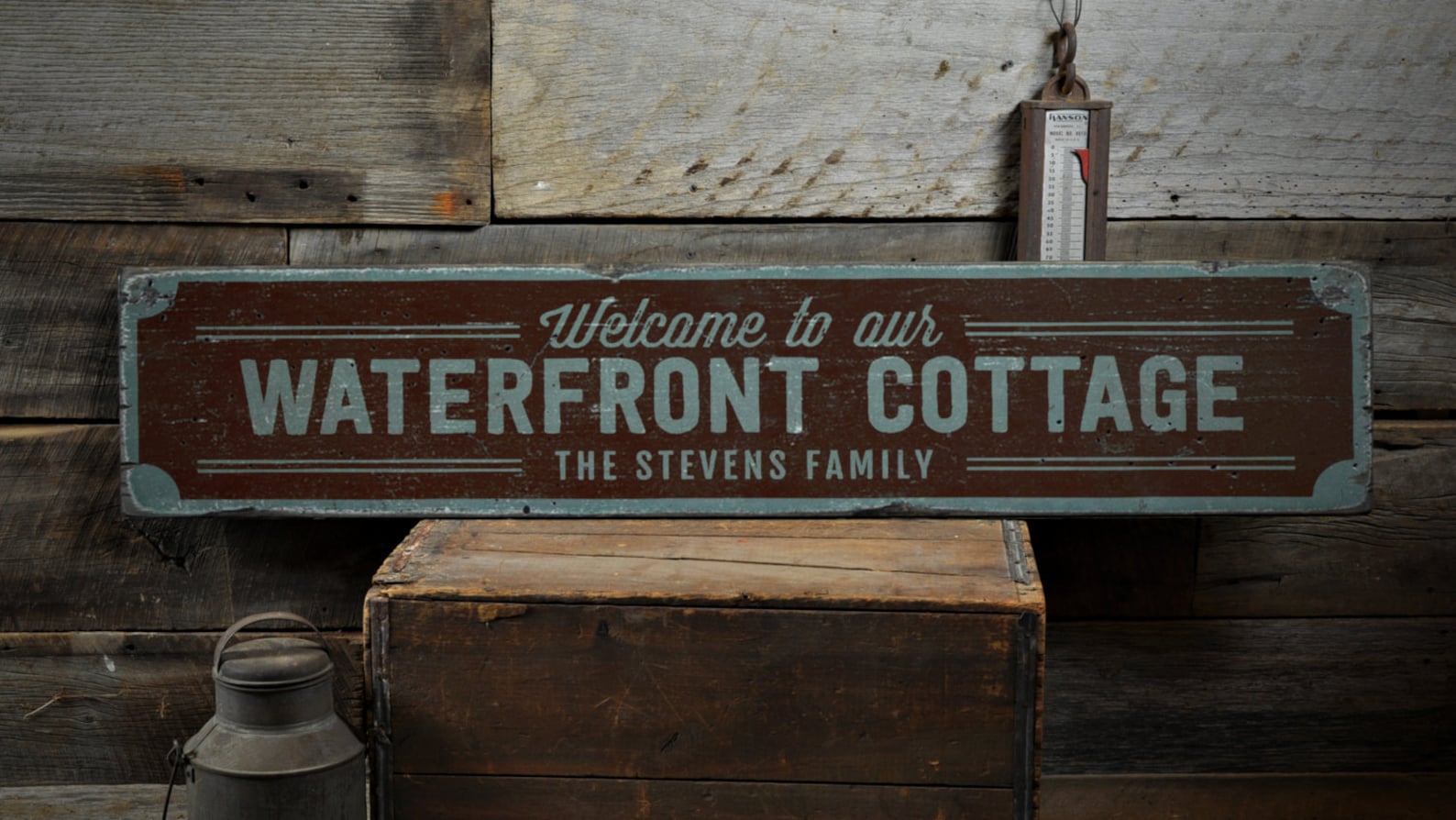 Waterfront Cottage Wood Sign Custom Welcome Family Name Gift - Etsy