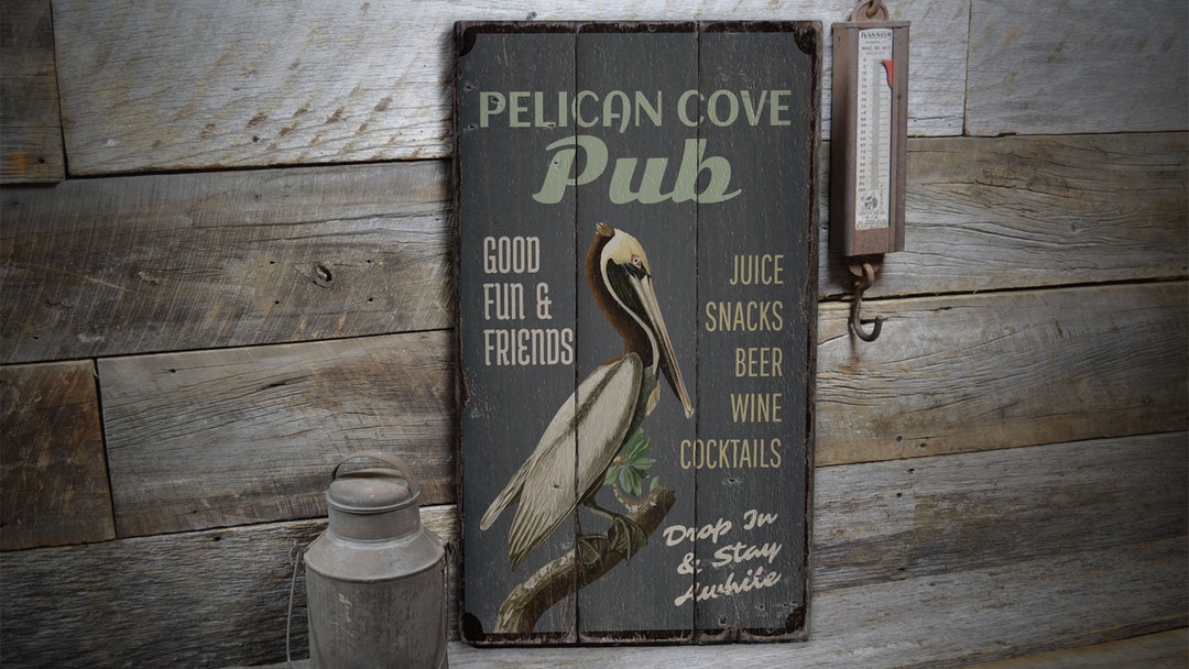 Pelican Cove Sign, Pelican Decor Signs, Wood Pelican Sign, Beach Dream ...