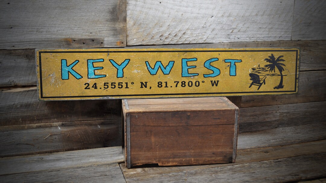 Key West Sign, Florida Beach Sign, Key West Gifts, Coordinates Sign ...