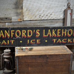 Custom Bait Ice & Tackle Sign - Rustic Hand Made Vintage Wooden Sign - Etsy