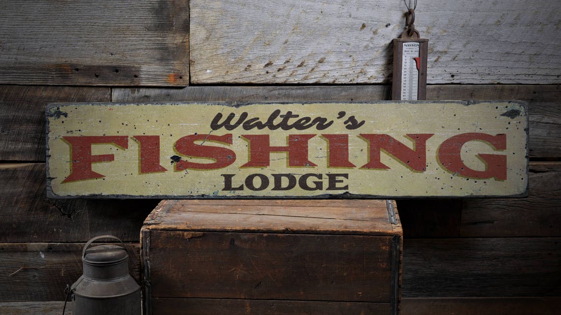 Fishing Lodge Sign Wooden Lodge Sign Fisherman Gift Custom | Etsy