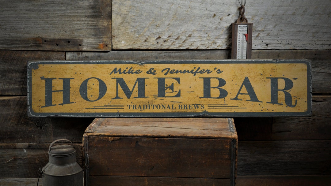 Home Bar Wood Sign, Personalized Traditional Brews Sign, Custom Bar ...