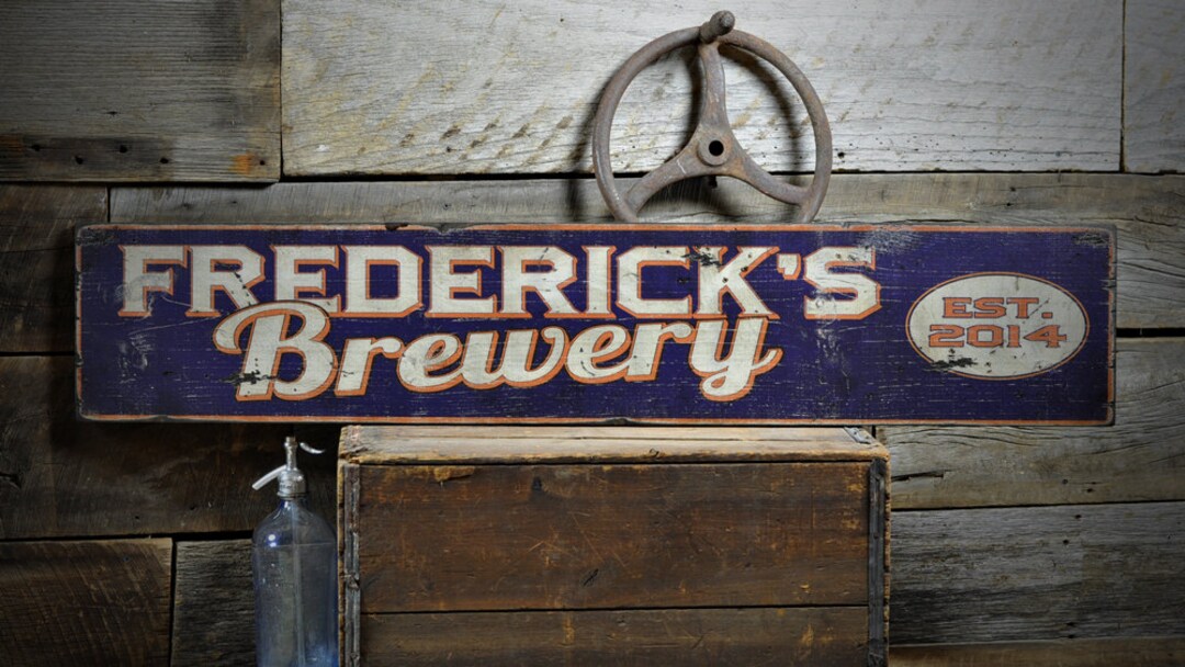 Custom Brewery Established Date Sign -rustic Hand Made Vintage Wooden ...
