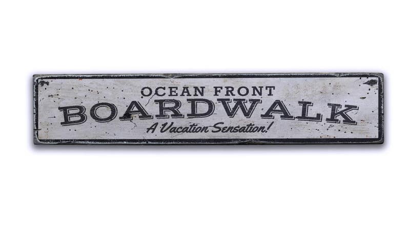 Ocean Front Boardwalk Sign, Custom Vacation Sign, Beach Boardwalk Sign ...