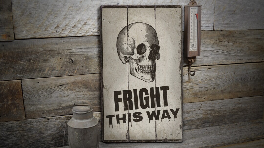 Fright This Way Sign, Fright Wood Sign, Wood Haunting Sign, Wood ...