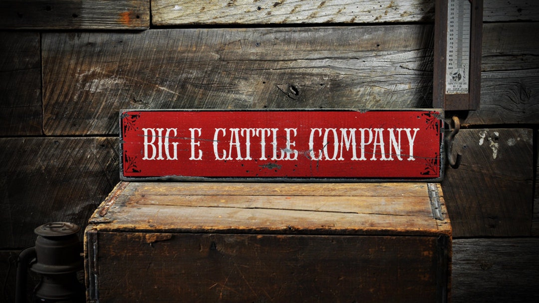 Custom Cattle Company Sign - Rustic Hand Made Distressed Wooden Sign ...