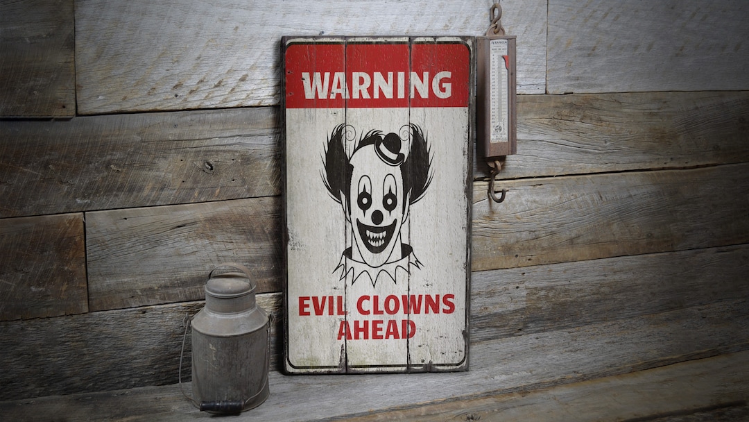 Evil Clown Sign Decor, Halloween Lover Signs, Wood Clowns Sign, Scary ...