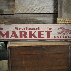 Seafood Sign, Seafood Market, Seafood Eater Lover, Seafood, Wooden Sign ...