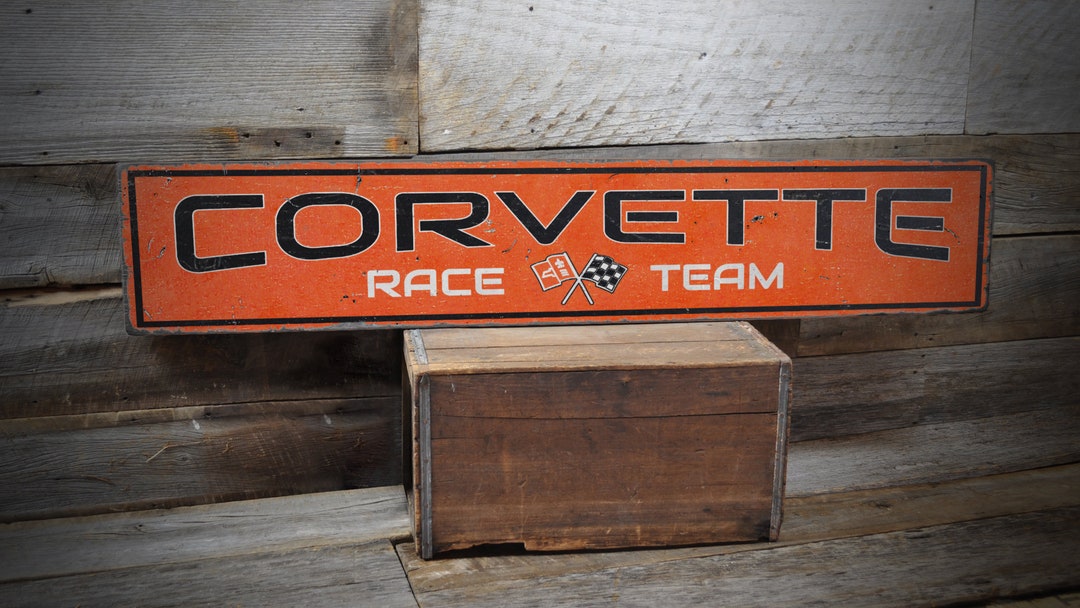 Corvette Race Team Sign, Corvette Garage Sign, Man Cave Decor, Team ...