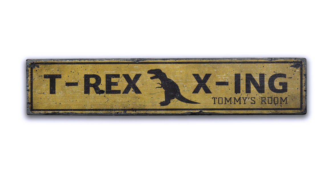 T-rex Crossing Wood Sign Kid Room Sign Kid Room Decor Kid - Etsy