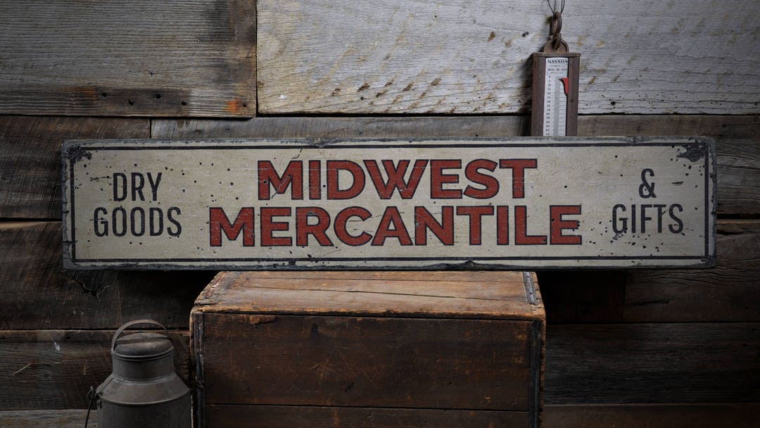 Midwest Mercantile Sign, Mercantile Decor, Custom Gift Shop Sign, Dry ...