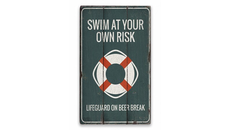 Swimming Wood Sign, Swim Risk Sign, Pool, Swimming Decor Gift, Lounge ...
