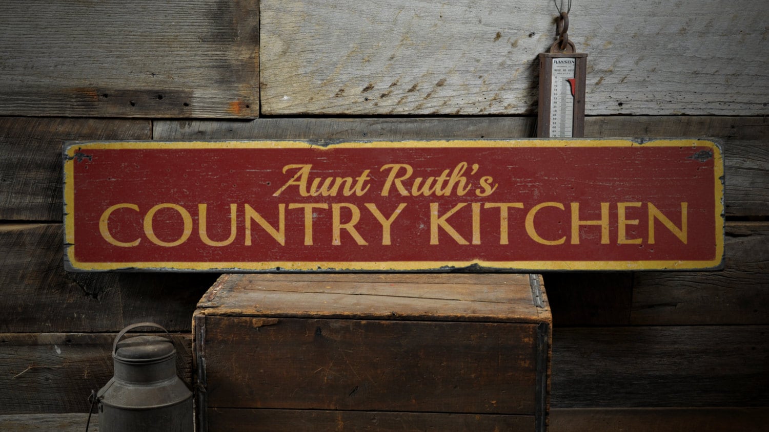 Country Kitchen Wood Sign Custom Cook Name Food Sign | Etsy