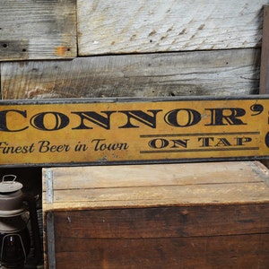 Custom Cold Beer on Tap 5 Cents Sign - Rustic Hand Made Vintage Wooden ...