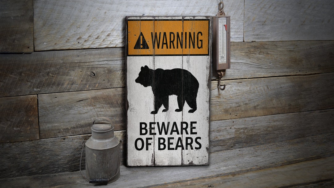 Bear Warning Sign, Bear Warning Decor, Beware of Bear Sign, Bear Sign ...