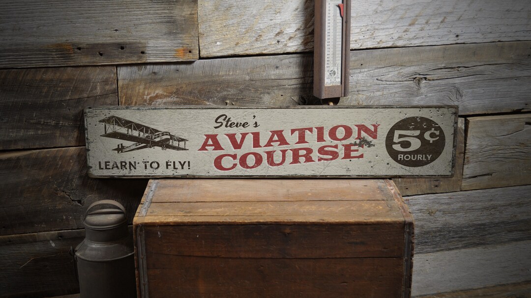 Aviation Course Sign, Wooden Plane Course Sign, Hangar Sign, Airplane ...