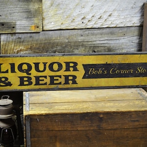 Custom Liquor & Beer Corner Store Arrow Sign - Rustic Hand Made Vintage ...