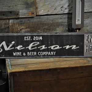 Custom Wine & Beer Co. Sign - Primitive Rustic Hand Made Vintage Wooden ...