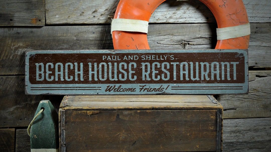 Beach House Restaturant Wood Sign, Personalized Chef Cook Names Sign ...