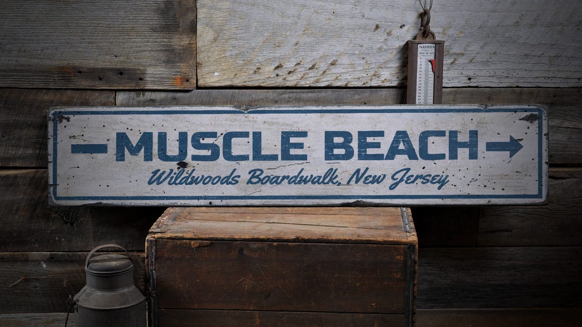 Muscle Beach Sign Custom Wood Sign for Beach Lover Gift | Etsy