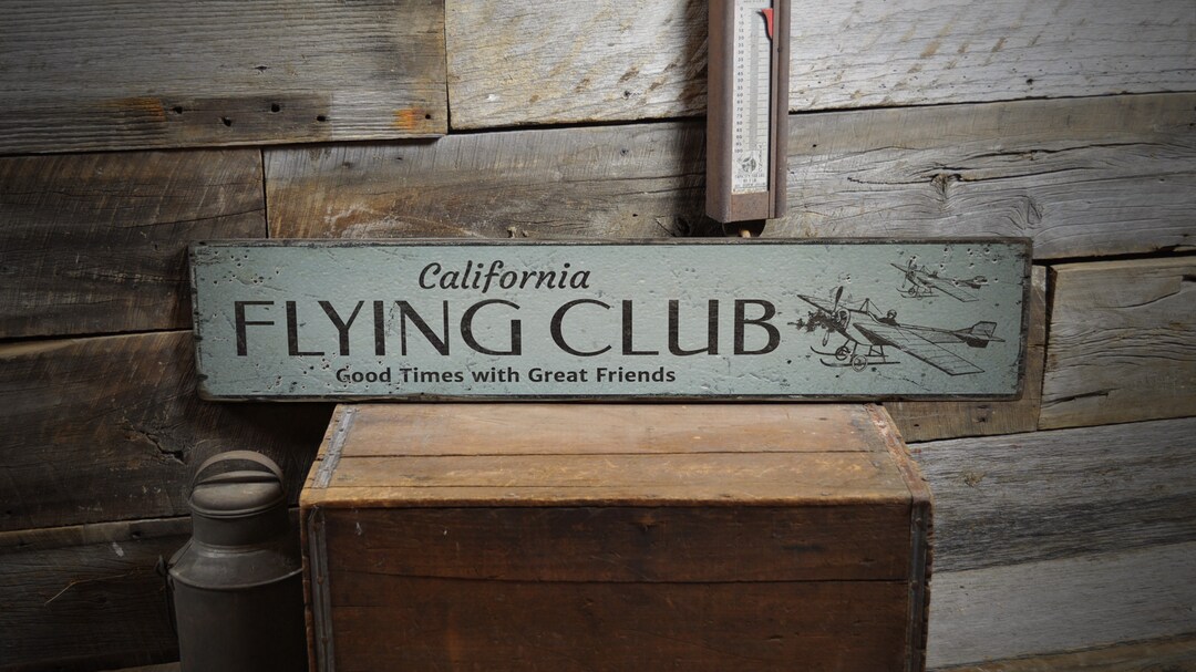 Flying Club Sign, Wooden Fly Club Sign, Hangar Sign, Airplane Clubs ...