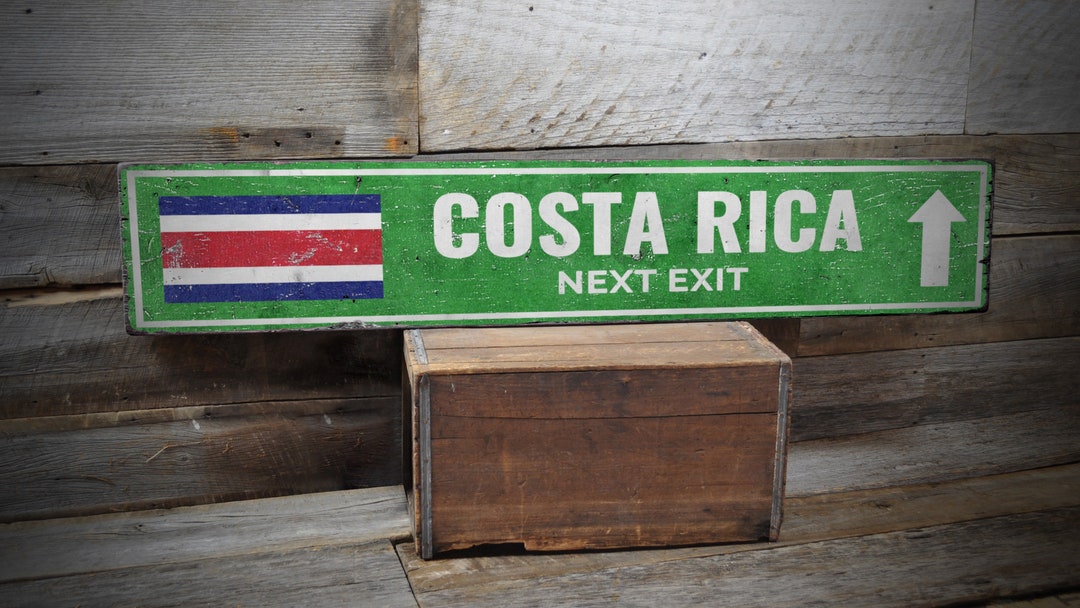 Costa Rica Flag Sign, Costa Rica Decor, Directional Sign, Costa Rica ...