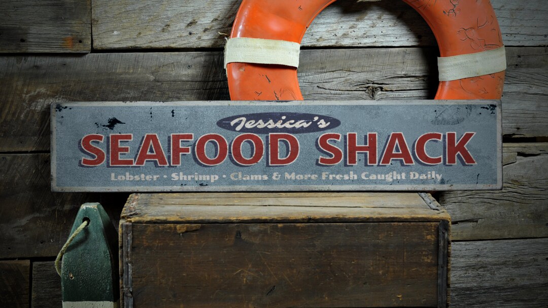 Seafood Wood Sign, Custom Seafood Shack Lobster Shrimp Clams Fresh ...
