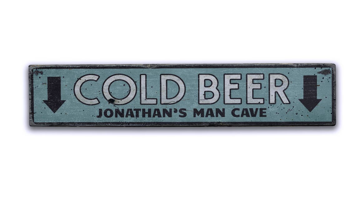 Cold Beer Sign Rustic Beer Sign Beer Lover Gift Man Cave - Etsy