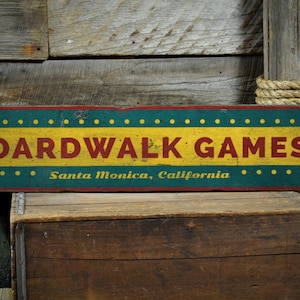 Boardwalk Games Wood Sign, Custom Beach Boardwalk Location Sign ...