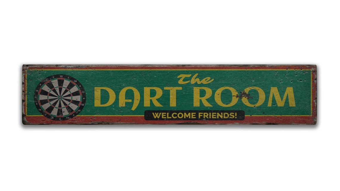 The Dart Room Sign Dart Room Wood Sign Old Darts Sign Game | Etsy