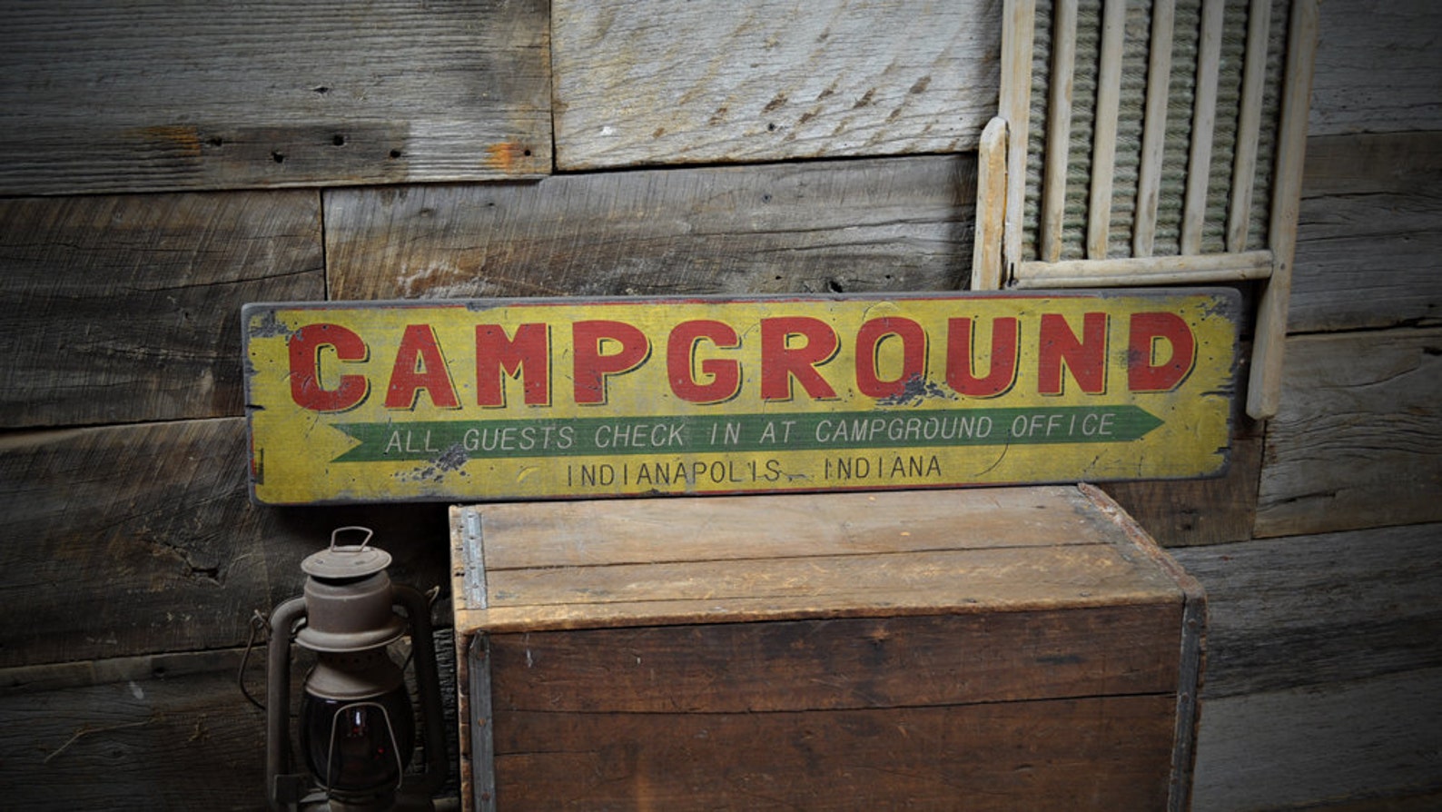 Custom City State Campground Sign - Rustic Hand Made Vintage Wooden ...