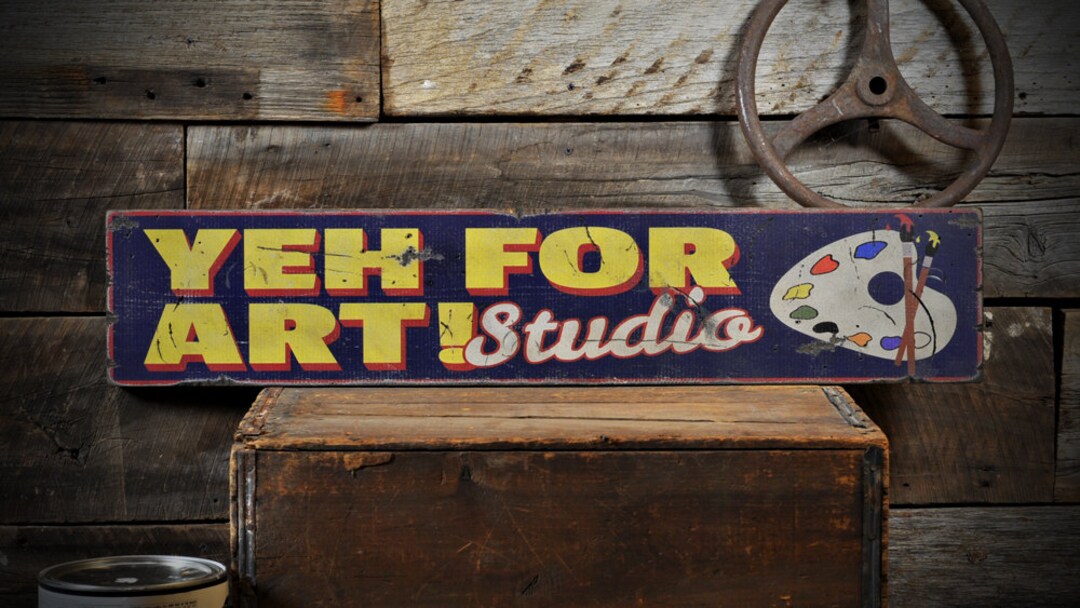 Custom Art Studio Painter Sign - Rustic Hand Made Distressed Wooden ...