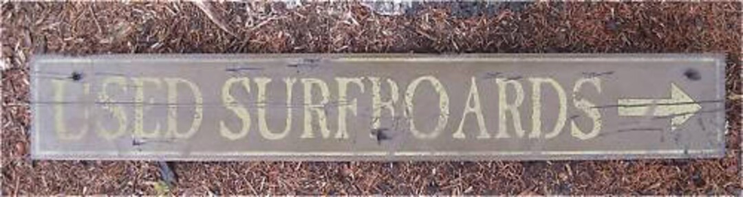 Used Surfboards Directional Wood Sign - Rustic Hand Made Vintage Wooden ...