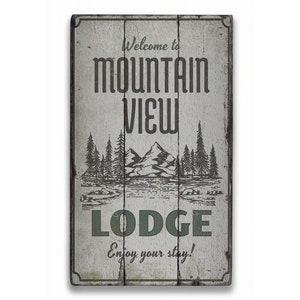 Mountain View Sign, Mountain Lodge, Hunters Lodge Sign, Camping Decor ...