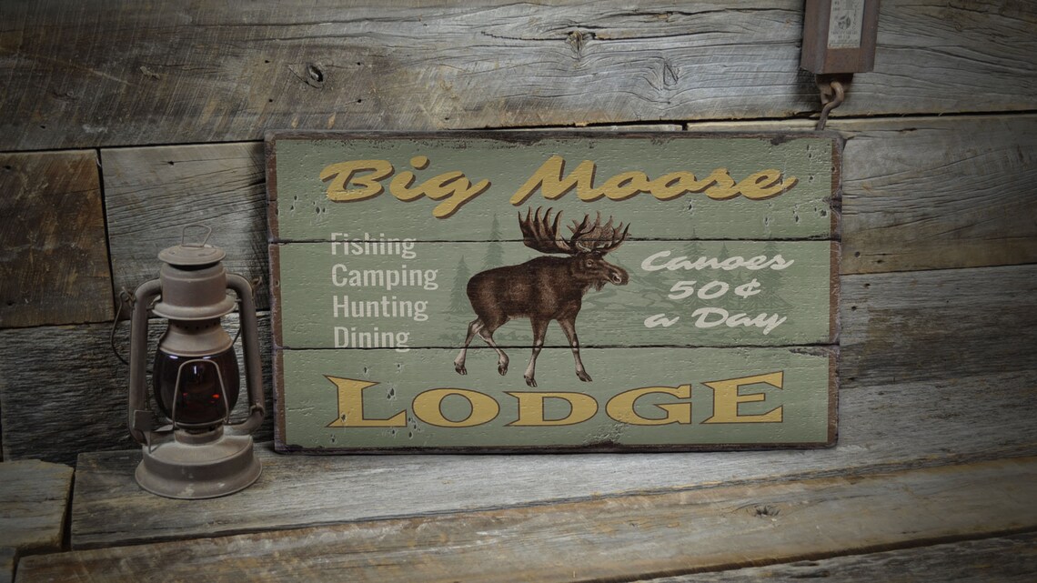 Moose Lodge Sign Big Moose Decor Big Moose Lodge Sign - Etsy