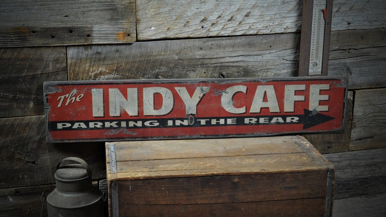 Custom Cafe Parking in Rear Sign Rustic Hand Made Vintage | Etsy
