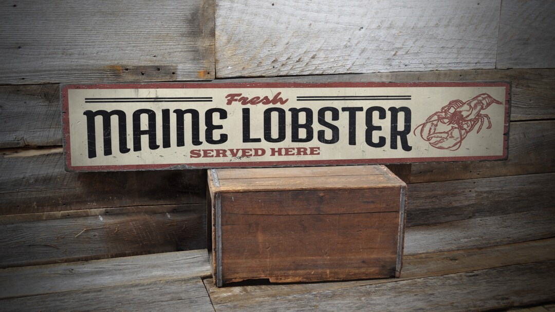Fresh Maine Lobster Sign, Lobster House Sign, Seafood Wall Decor ...