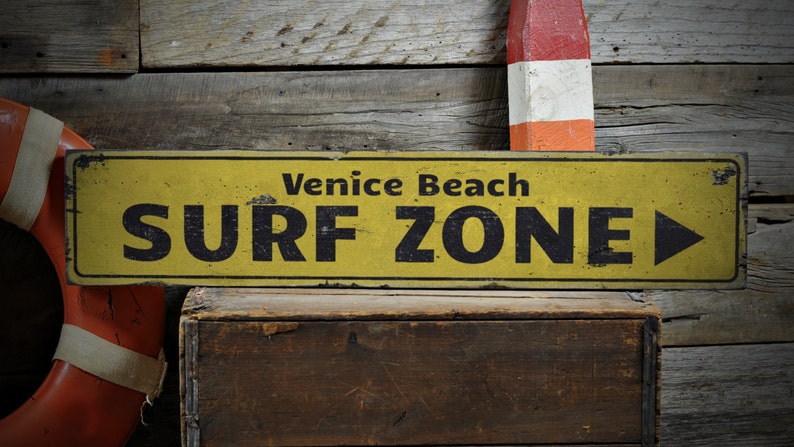 Surf Zone Wood Sign, Personalized Surfing Beach Location Sign, Custom ...