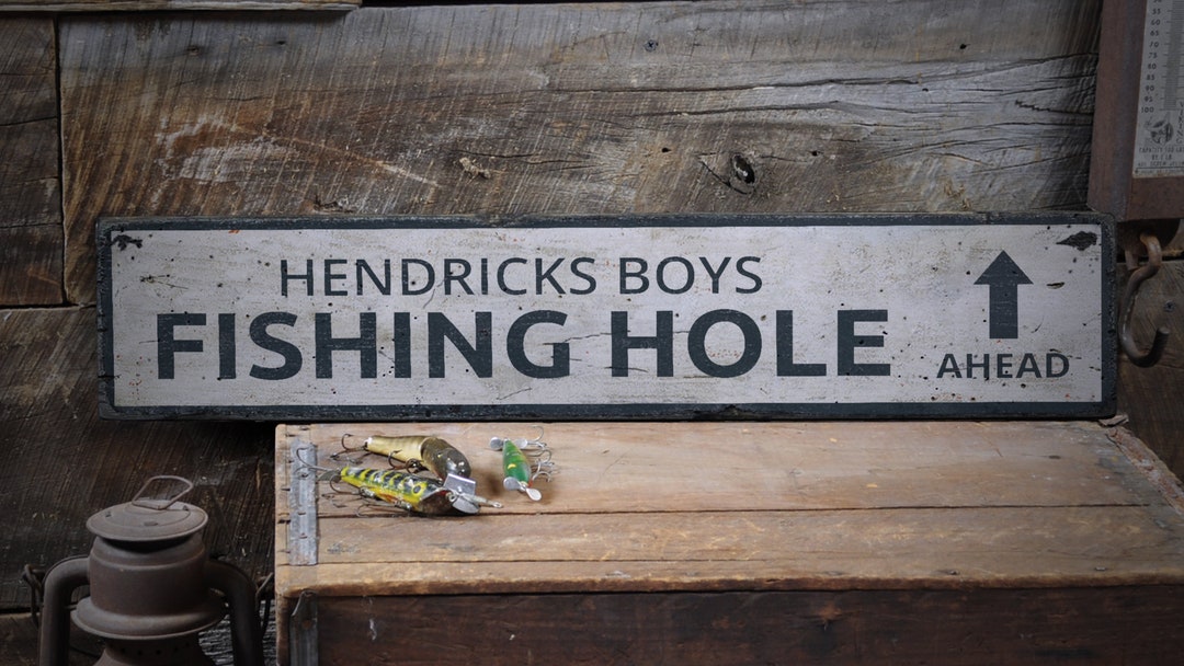 Fishing Hole Sign, Vintage Fishing Decor, Custom Fishing Gift, Fish ...