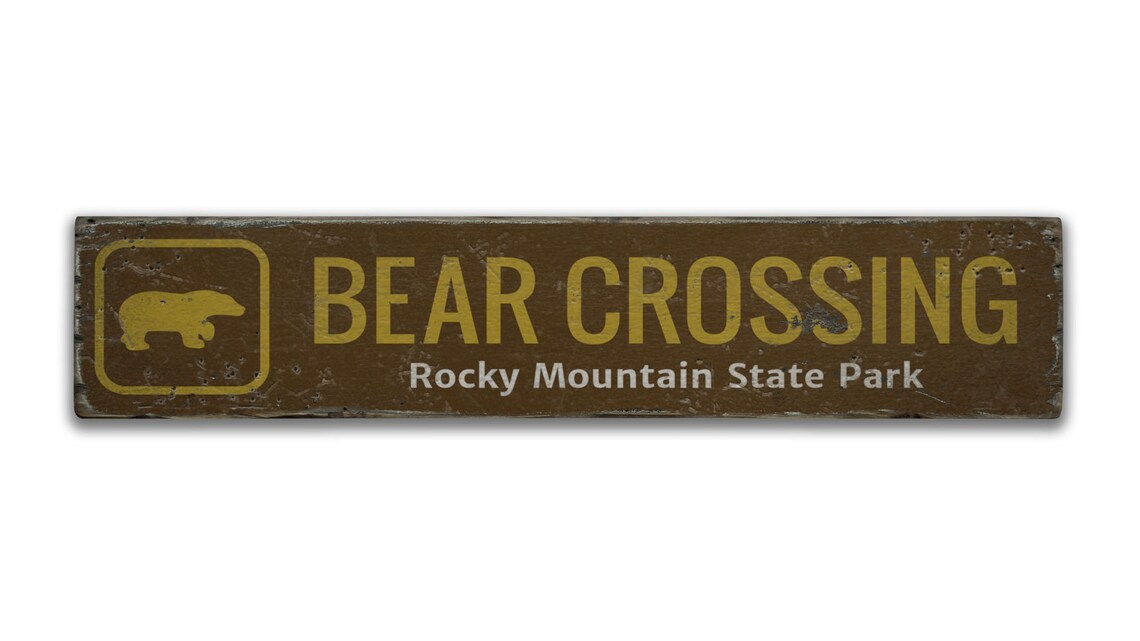 Bear Crossing Sign Wooden Bear Sign Bear Wooden Gift Lodge - Etsy