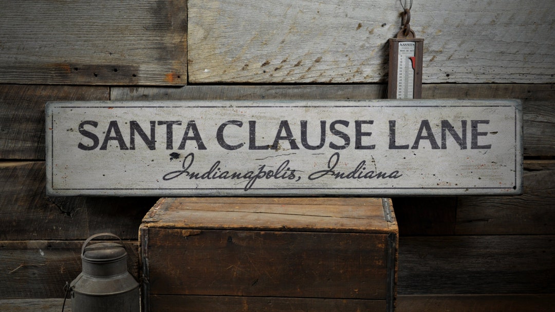 Santa Clause Lane Wood Sign, Custom Home Location City State Name Gift ...