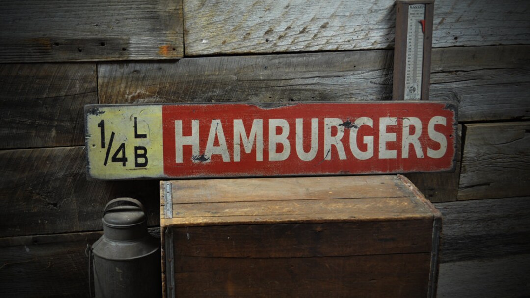Handmade Hamburger Vintage Wooden Sign – Rustic Diner Decor - Etsy