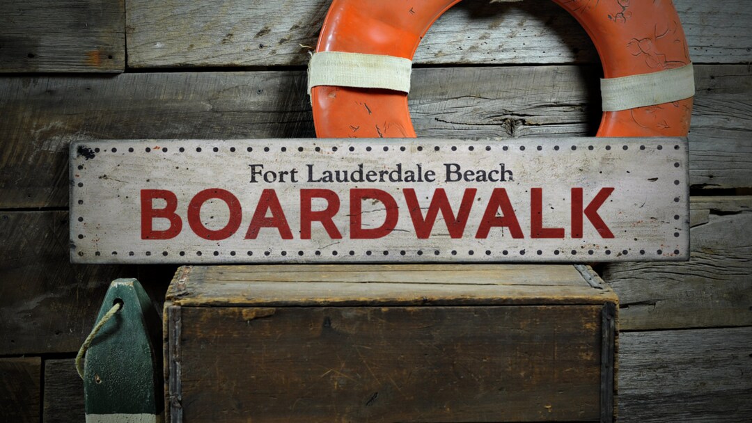Boardwalk Wood Sign, Personalized Beach Boardwalk Location Sign ...