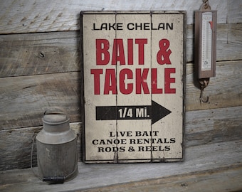 Bait & Tackle Sign Carved in a Solid Wood Board Rustic - Etsy