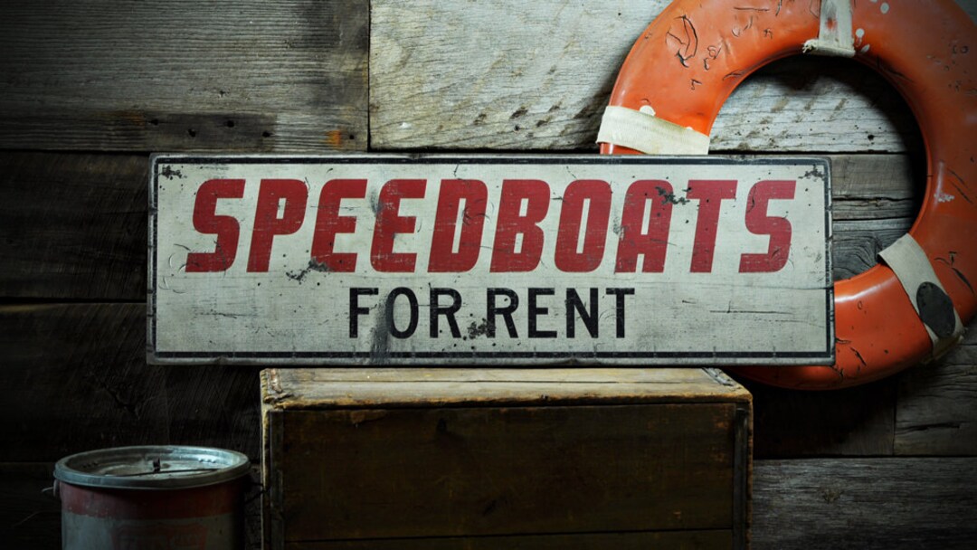 Custom Speedboats for Rent Sign, Custom Speed Boat Signs, Rental Boats ...