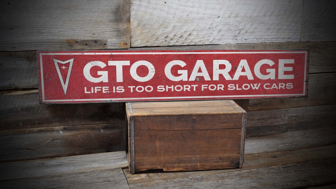GTO Garage Sign, Muscle Car Decor, Rustic Style Garage, GTO Car Sign ...