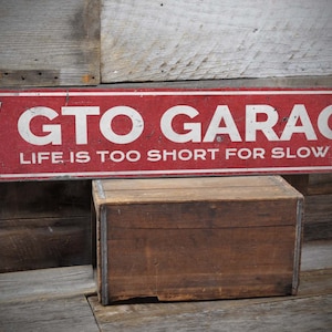 GTO Garage Sign, Muscle Car Decor, Rustic Style Garage, GTO Car Sign ...