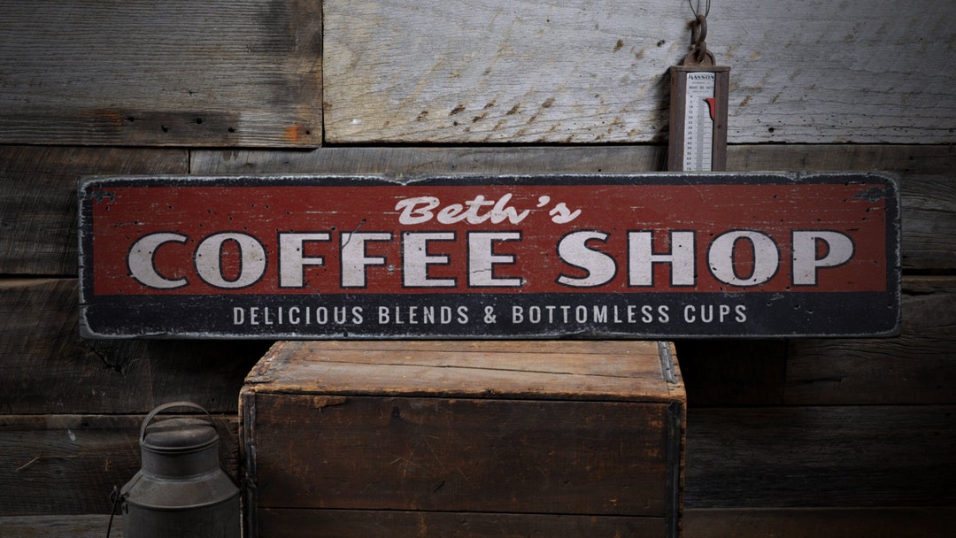 Delicious Blends & Bottomless Cups Coffee Shop Wood Sign, Personalized ...
