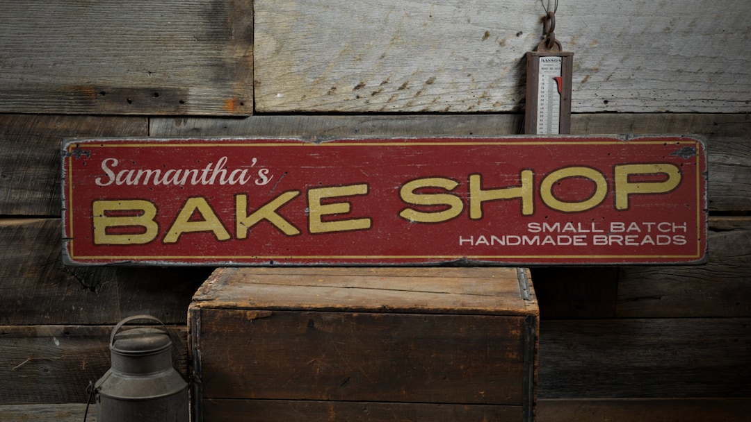 Bake Shop Wood Sign, Custom Baker Name Gift, Small Batch Handmade ...