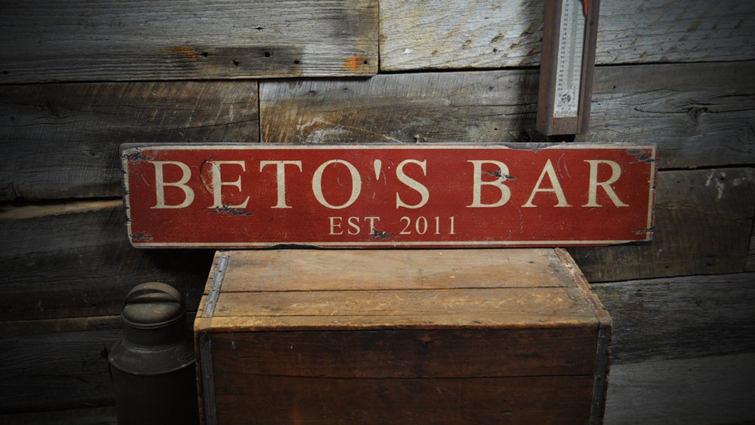 Personalized Bar Established Date Sign - Rustic Hand Made Wooden - Etsy